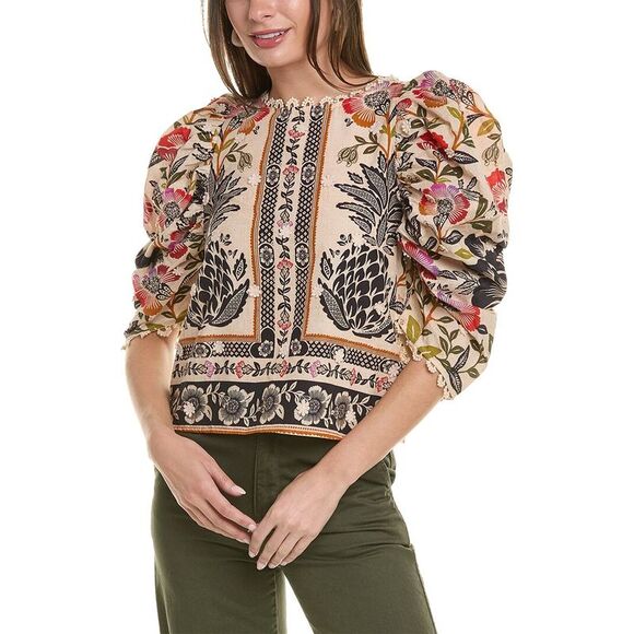 FARM Rio | Tops | Farm Rio Romantic Garden Puff Sleeve Blouse | Poshmark
